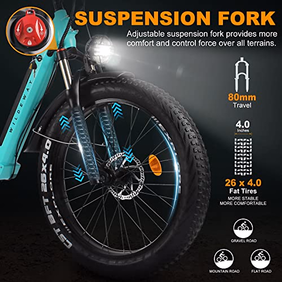 Wildeway Electric Bike Cruiser City Step-Thru Bicycle 750W Motor 26" x 4.0" Fat Tire Ebikes for Adults with 48V 15Ah Removable Battery Hydraulic Disc Brake 30MPH Shimano 7 Speed Gear