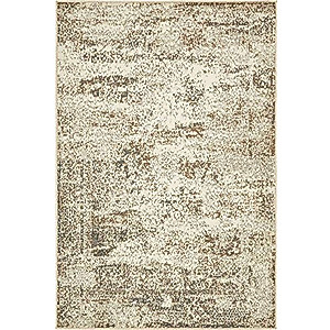 Unique Loom Tuareg Collection Distressed Abstract Traditional Vintage Area Rug, 4 ft x 6 ft, Beige/Brown