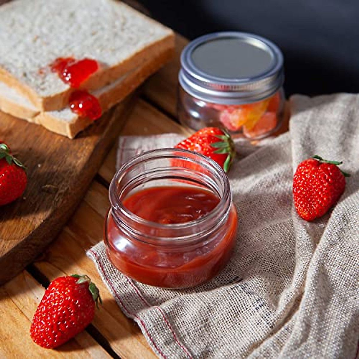 Accguan Mini Mason Jars,glass jar 5OZ With Lids（Silver,Ideal for Jam,Honey,Wedding Favors,Shower Favors,40 PACK