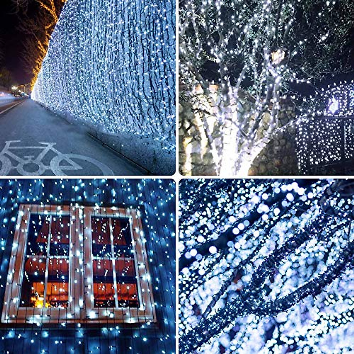 White Super-Long 2-Pack Each 85FT Solar String Lights Outdoor, Waterproof Green Wire 8 Lighting Modes 480 LED Solar Christmas Lights for Garden Patio Tree Party Wedding Decorations (Cool White)