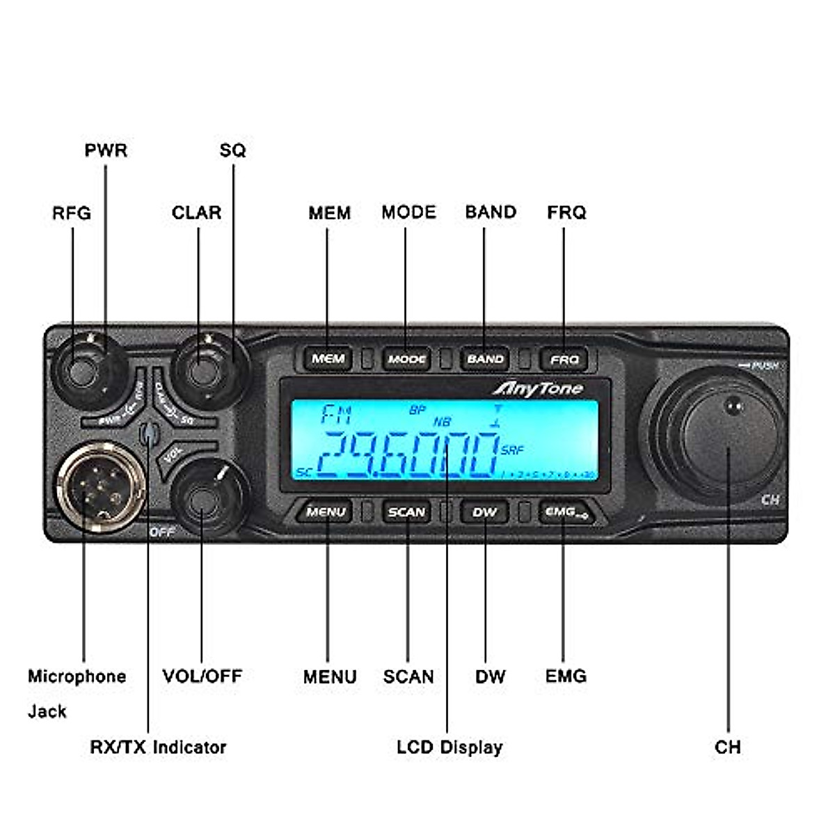 AnyTone AT-6666 10 Meter Radio High Power 15W/45W/60W 40CH Mobile Transceiver SSB(PEP)