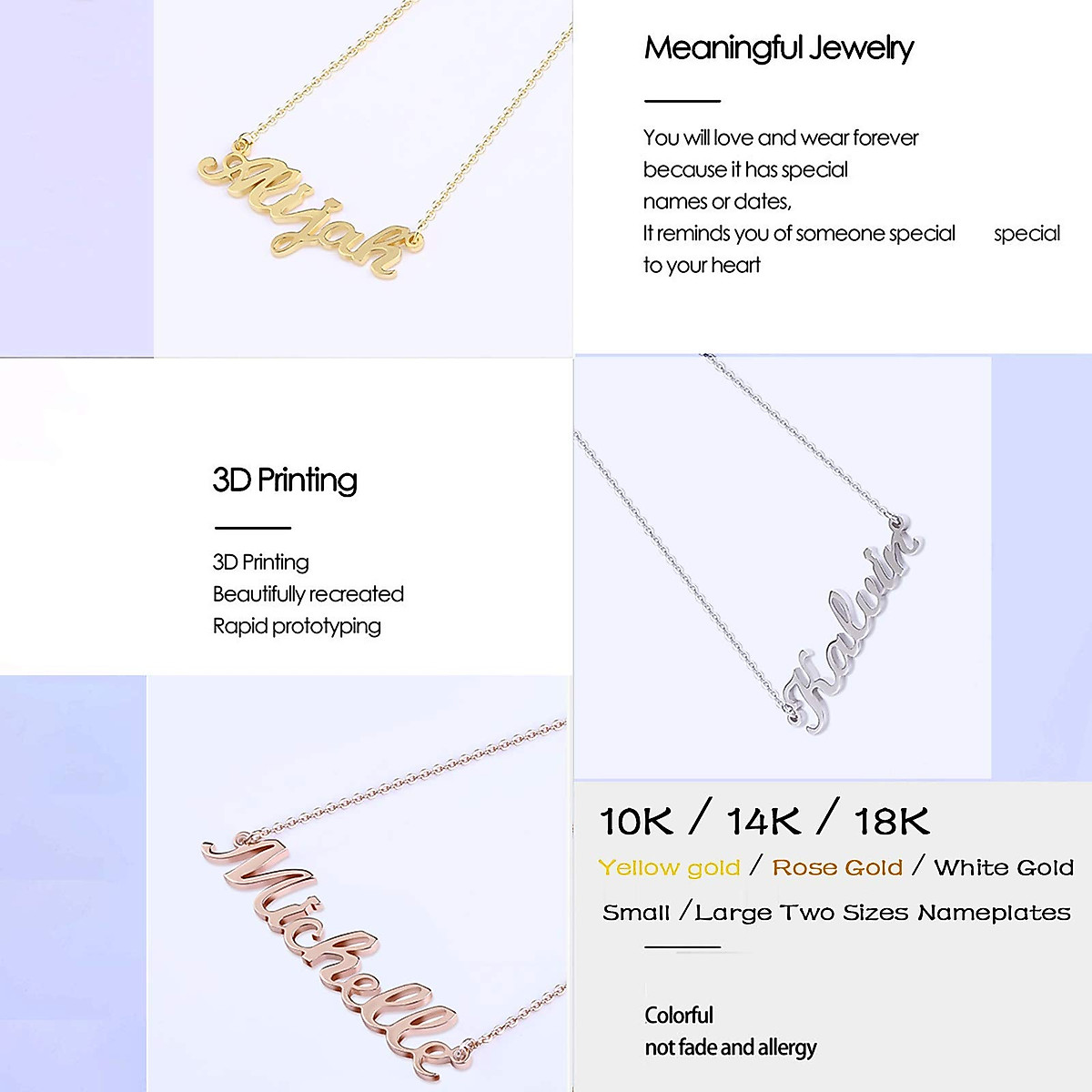 MRENITE 10k 14k 18k Solid Yellow Gold Personalized Name Necklace – Small Dainty Nameplate Jewelry - Custom Any Name Gift for Her Women Daughter Men