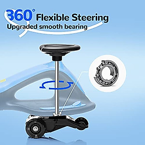 Electric Wiggle Car Ride On Toy, ANPABO 2 in 1 Wiggle Car with Rechargeable Battery and Pedal, Anti-Rollover Wheels with Colorful Lights, Swing Car for Toddlers and Kids Age 3 Years up