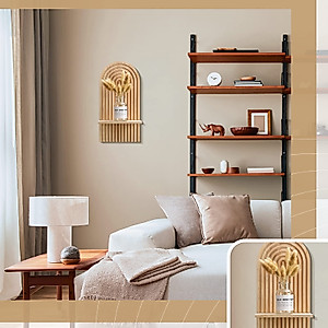 Tatuo 2 Pieces Boho Wooden Rainbow Wall Shelves Bohemian Hanging Shelf Wall Mount Book Shelf for Living Room Bathroom Bedroom Classroom Office Nursery Wall Decor (Classic)