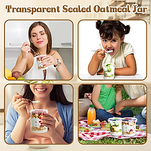 Qiuttnqn 6 Pack Overnight Oats Containers with Lids,16 oz Plastic Leak Proof Oatmeal Container,Portable Food Storage Container,Reusable Oats Cereal Yogurt Milk Meal Prep Jars