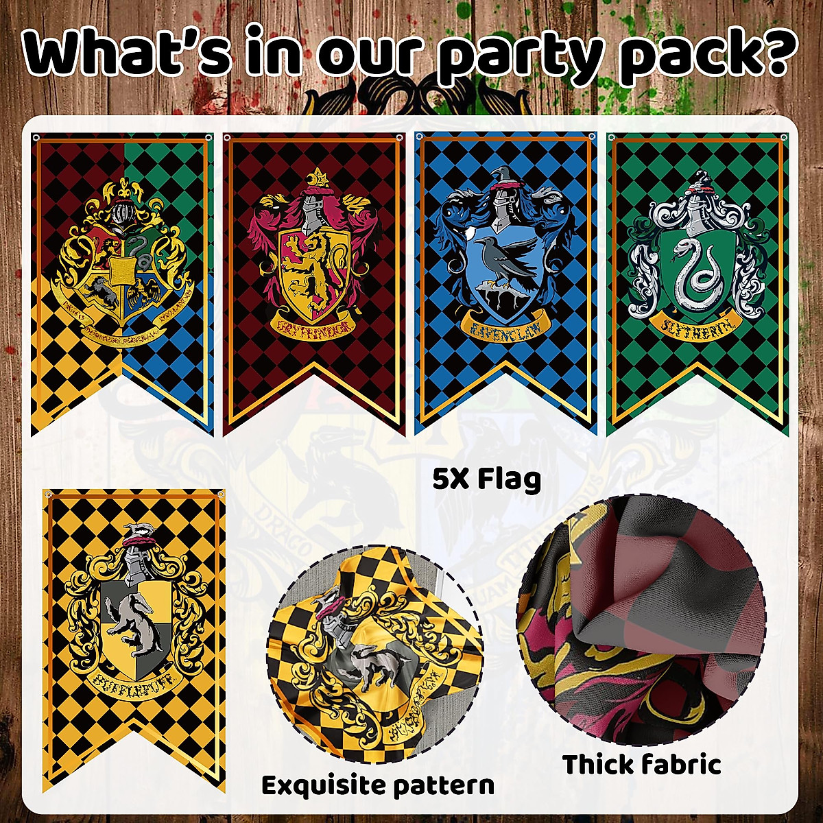 Magical Wizard Birthday Decorations Logo Flags Wall Decals Witch Wizard ...