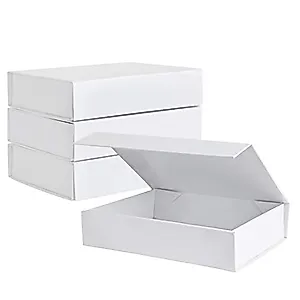 Purple Q Crafts White Hard Gift Box with Magnetic Closure Lid 7 inch x 5 inch x 1.6 inch Rectangle Small Boxes For Gifts With White Glossy Finish (2 Boxes), 1 Count (Pack of 2)
