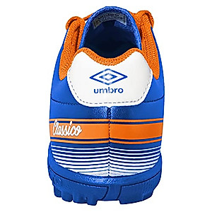 Umbro Boy's Classico X TF Jr. Soccer Turf Shoe, Blue/White/Orange, 4 Little Kid