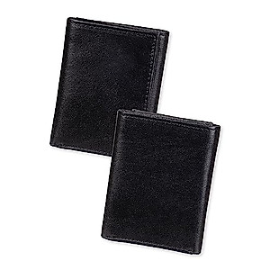 Amazon Essentials Men's Vertical Trifold Leather Wallet, Black, One Size
