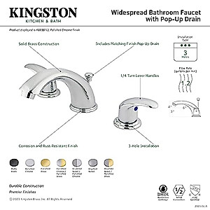 Kingston Brass KB6962LL Legacy 8-Inch to 16-Inch Widespread Lavatory Faucet with Pop Up, Polish Brass
