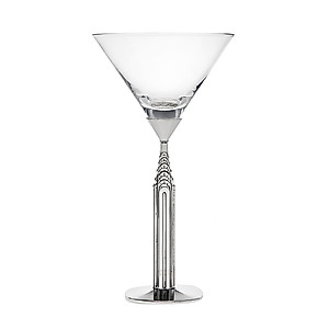 Godinger Martini Glass, Cocktail Glass, Drinking Glass, Champagne Glass, Chrysler Building Novelty, 8oz