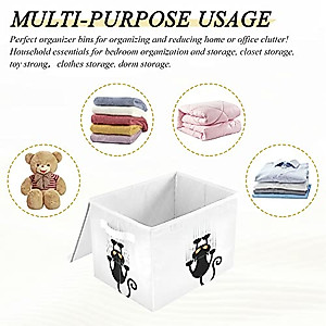 Blueangle Collapsible Storage Boxes 1 Pack, Cat Paw Print Storage Baskets with Lids and Handle for Home Bedroom Closet Office（905）