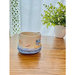 Adorable Journey cat. Cute Handmade ceramic cup, Hand-painted mug, Unique Surprise gift for Christmas or Birthday. Dishwasher and Microwave safe