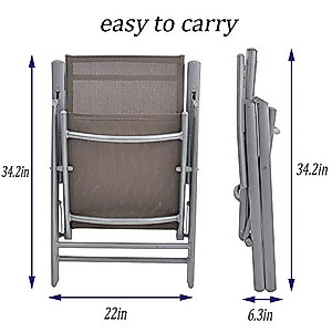 KARMAS PRODUCT Sets of 2 Folding Patio Chairs, Portable Sling Chair with Armrests for Outdoor Lawn Garden Backyard Poolside