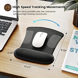 Soqool 𝑴𝒐𝒖𝒔𝒆 𝑷𝒂𝒅, Ergonomic Mouse Pad Gel Computer Mouse Pad with Wrist Rest for Laptop, Anti-Slip Rubber Base, Spill-Resistant Surface, Durable Materials, Portable for Office & Home, Black