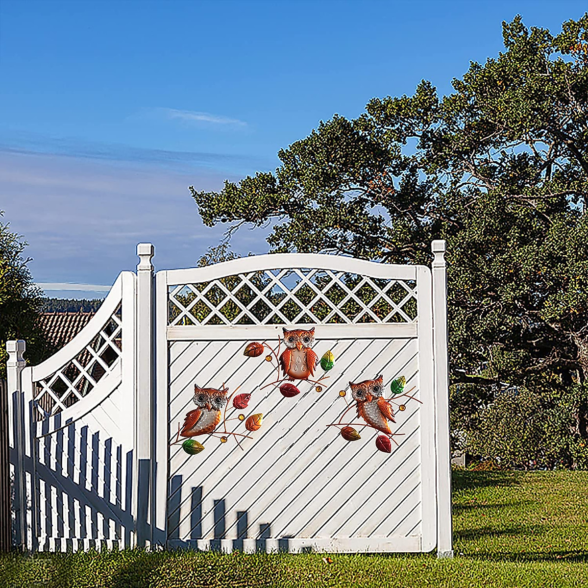 ORG Owl Trio Metal Wall Art Decoration For Harvest Thanksgiving Halloween, Owl Wall Plaque Sculpture Hanging for Garden,Patio,Living Room,Dining Room Bathroom , 3 Pack, ORANGE, 26*1.5*20 CM