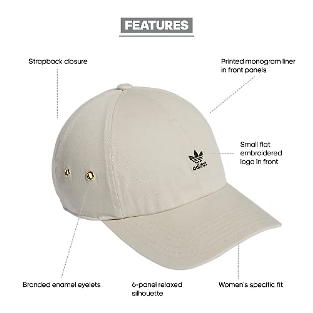 adidas Originals Women's Mini Logo Relaxed Adjustable Cap, Clear Brown/Black, One Size