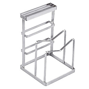 UPKOCH Block Kitchen Utensil Holder Stainless Steel Organizer Cutting Board Pot Pan Lid Holder Cutlery Storage Rack Kitchenware Organizer For Kitchen Home Dining