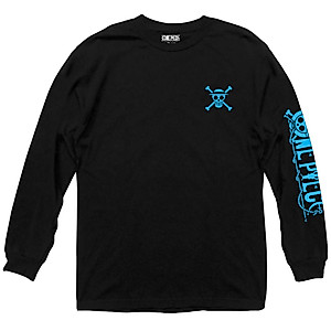 Ripple Junction One Piece Adult Long Sleeve T-Shirt Straw Hat Crew Treasure Chest Anime Shirt for Men and Women Officially Licensed Medium Black