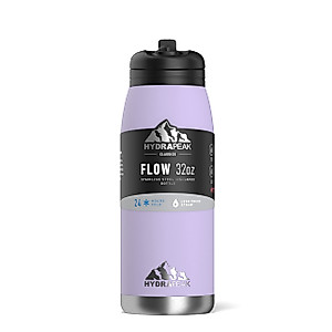 Hydrapeak Flow 32oz Insulated Water Bottle with Straw Lid, Waterbottle, Metal Water Bottle, Insulated Stainless Steel Water Bottles, BPA-Free & Leak-Proof, Straw and Handle (Lavender)