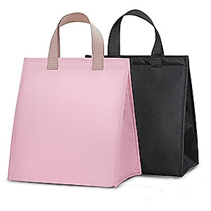 Deegotech Lunch Bag Women, 2Pack Large Insulated Lunch Box, Reusable Cooler Bags for Adult Men, Leakproof Lunch Tote Bags for Work Office Camping Picnic [Pink+Black]