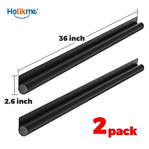 Holikme 2 Pack Door Draft Stopper Weather Stripping,Door Sweep,Adjustable Under Door Draft Blocker,Insulator, Suitable for Interior／Exterior Doors, 36” Length (Black)
