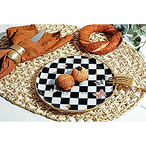 Glass Plate Set 7,8 Inch - Salad Plates | Dessert Plates - Lunch Plates - Small, Set of 6, Suitable for Snacks, Appetizer, Home, Party, Restaurant (Checkered (white-black))