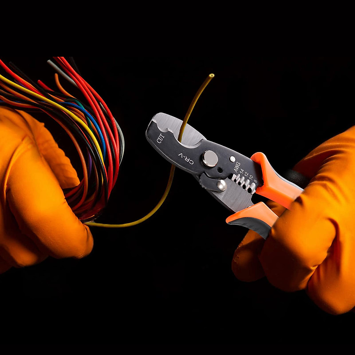 7in Cable Cutter Wire Stripper 8-14 AWG, Heavy Duty for Aluminum Copper, Communication Cables Wire Stripping Tool And Multi-Function Hand Tool，Professional Handle Design 518020A