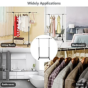 VEAREAR Standard Rod Simple Rolling Metal Clothing Rack, Garment Rack Organizer, Freestanding Hanger with Wheels, Metal Garment Rack for Hanging Clothes, Rolling Clothes Organizer, Black