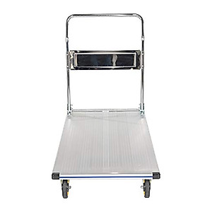 Vestil AFT-48-NM Aluminum Folding Platform Truck with Single Handle and 5" Non-Marking Polyurethane Casters, 600 lbs Capacity, 48" Length x 24" Width x 8-3/8" Height
