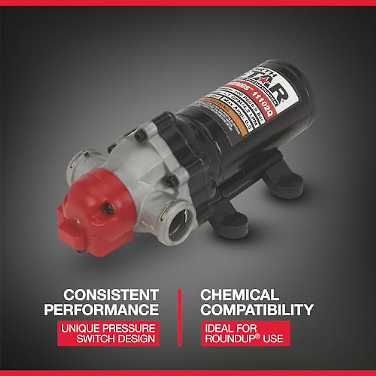 NorthStar NSQ Series 12V On-Demand High Pressure Sprayer Diaphragm Pump with Quick-Connect Ports - 1.1 GPM, 100 PSI