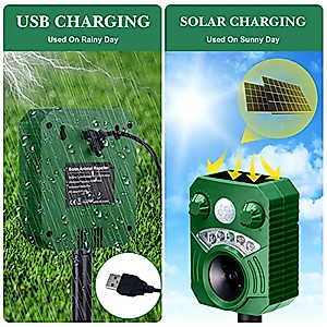 Kittmip 8 Packs Solar Animal Repeller Waterproof Ultrasonic Pest Repellent with Motion Sensor Flashing Light Outdoor Deterrent Devices Garden Yard Farm for Cat Dog Bird Squirrel, Red