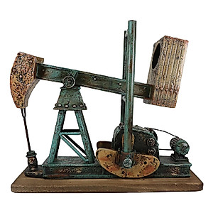 Ebros Gift Rustic Vintage Nodding Donkey Pumpjack Oil Derrick Rig Wine Bottle Holder Rack Caddy Statue Wild West Pumpjack Metal Platform Home Decor Sculptures