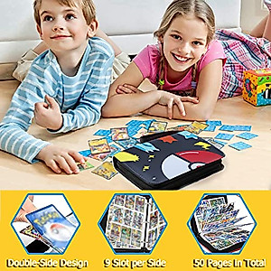 Balmado Trading Card Binder Card Holder - Binders for Cards Fit 900 Cards with 50 Removable Card Sleeves Binder Sheets, Double-sided 9 Pocket Football Card Binder for Standard Size Card Collection