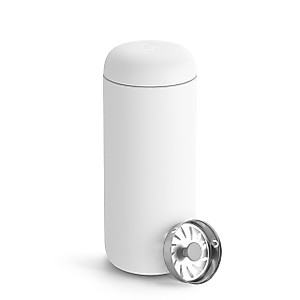 Fellow 16 oz Carter Move Travel Mug - Vacuum-Insulated Stainless Steel Travel Coffee Mug - Coffee Tumbler with Ceramic Interior and Splash Guard - Matte White