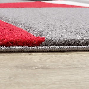 Paco Home Modern Area Rug with Artful Pattern in Red Black Grey, Size: 2'8" x 4'11"