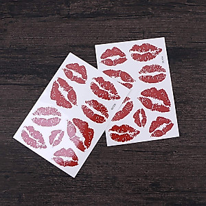 Lurrose 6pcs Red Lips Temporary Tattoo Stickers Water-proof Face Stickers Body Decorations Stickers for Girls Kids
