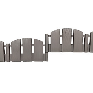 EasyFlex No-Dig Landscape Edging with Anchoring Spikes, 4.5 in. Tall Decorative Adirondack Wood-Look Fence Garden Border, 60 Foot Kit, Gray