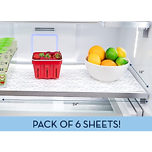 Envision Home Fridge Bin & Shelf Liners, 12 Inch x 24 Inch, Slate Leaf Print, 6 Pack