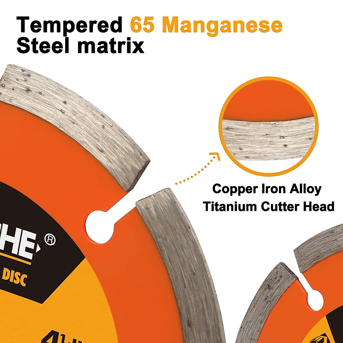 Hoteche 3Pcs Diamond Cutting Blades 4-1/2" Diamond Cutting Wheel for Angle Grinder Dry/Wet Cutting Blade for Brick, Masonry, Concrete, Tile and Ceramic