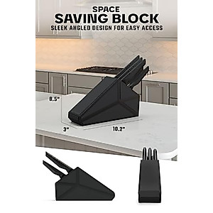 DALSTRONG Knife Block Set - 5pc - Shadow Black Series - Black Titanium Nitride Coated - High Carbon - 7CR17MOV-X Vacuum Treated Steel - Sheath - Kitchen Knife Set with Block - NSF Certified