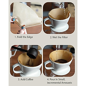 Bake Choice Coffee Filters #4 Cone Shaped Unbleached All Natural Compostable Coffee Filters 100 Count, Biodegradable and Compostable, No Blowout