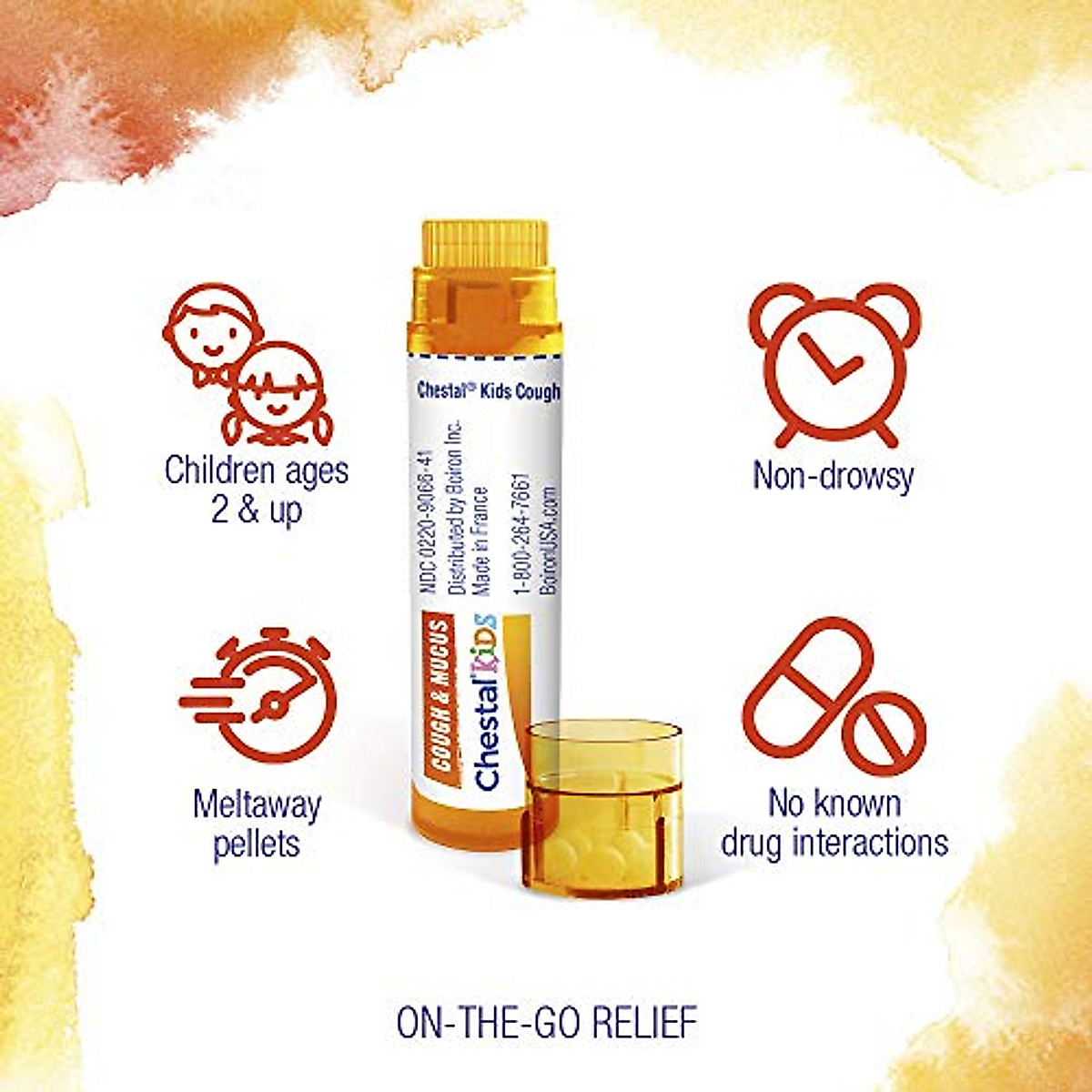 Boiron Chestal Kids Pellets for Cough and Mucus Relief, Nasal or Chest Congestion, and Sore Throat Relief - 2 Count (160 Pellets)