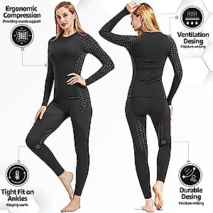 UNIQUEBELLA Womens Thermal Underwear, Thermal Base Layers Women - Ski Wear Ladies Compression Athletic Long Johns Skins Set