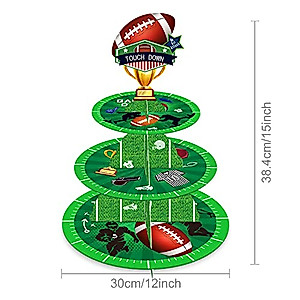 CC HOME Football Cupcake Stand 3 Tier Sports Football Party Supplies Cake Stand for Kids Birthday Party Decorations Rugby Theme Party Baby Shower Birthday Party Supplies