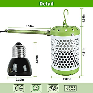 LISINAN Adjustable Reptile Anti-Scald Lamp Covers Heater Guard with 100 Watt Infrared Ceramic Heat Lamp,Lamp Fixture for Heat Emitter for Turtle, Snakes, Lizards, Frogs, Chicks