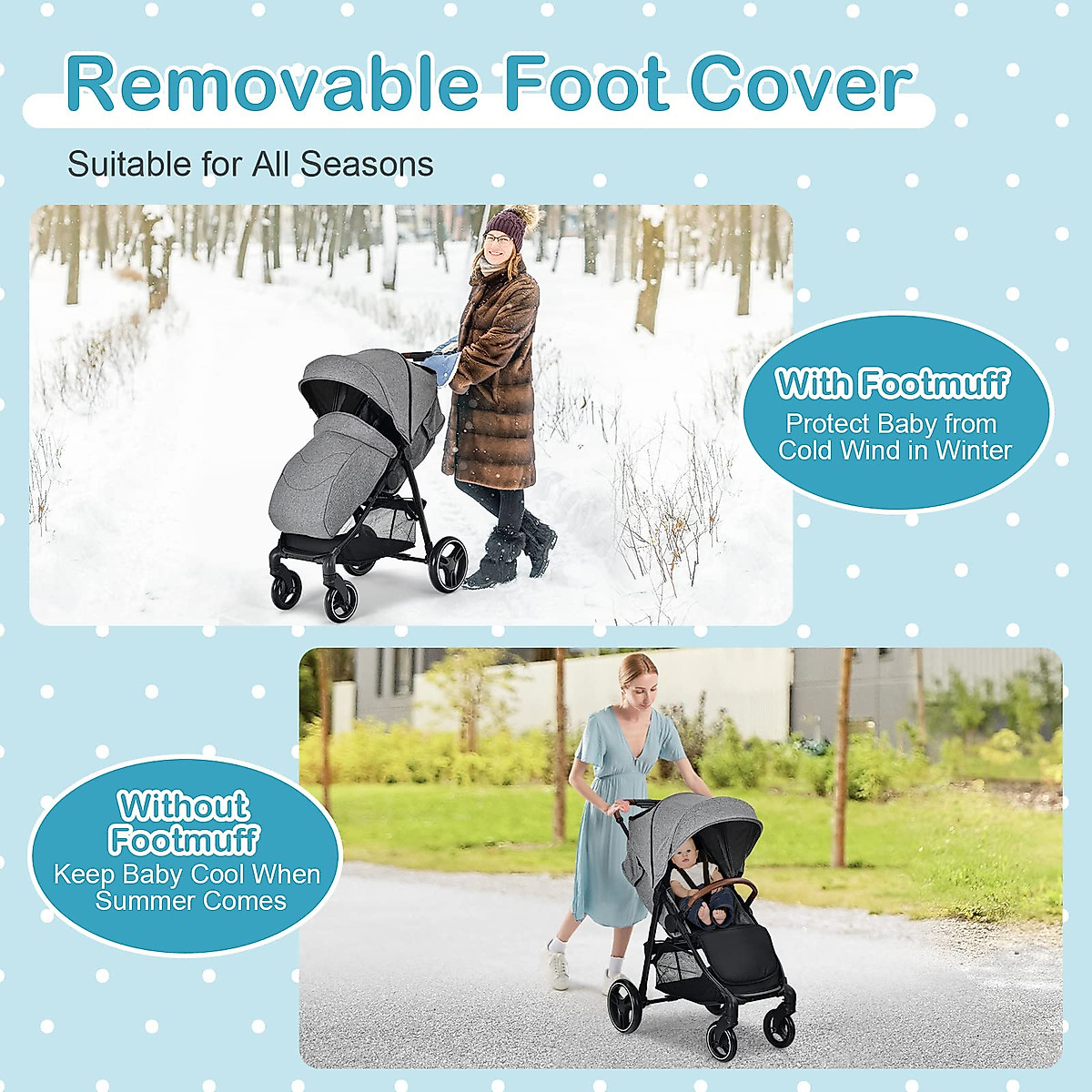 HONEY JOY Baby Stroller, Foldable High Landscape Infant Carriage with Foot Cover, Adjustable Backrest & Canopy, Suspension Wheels & Storage Basket, Newborn Pushchair Stroller for Boys Girls (Gray)