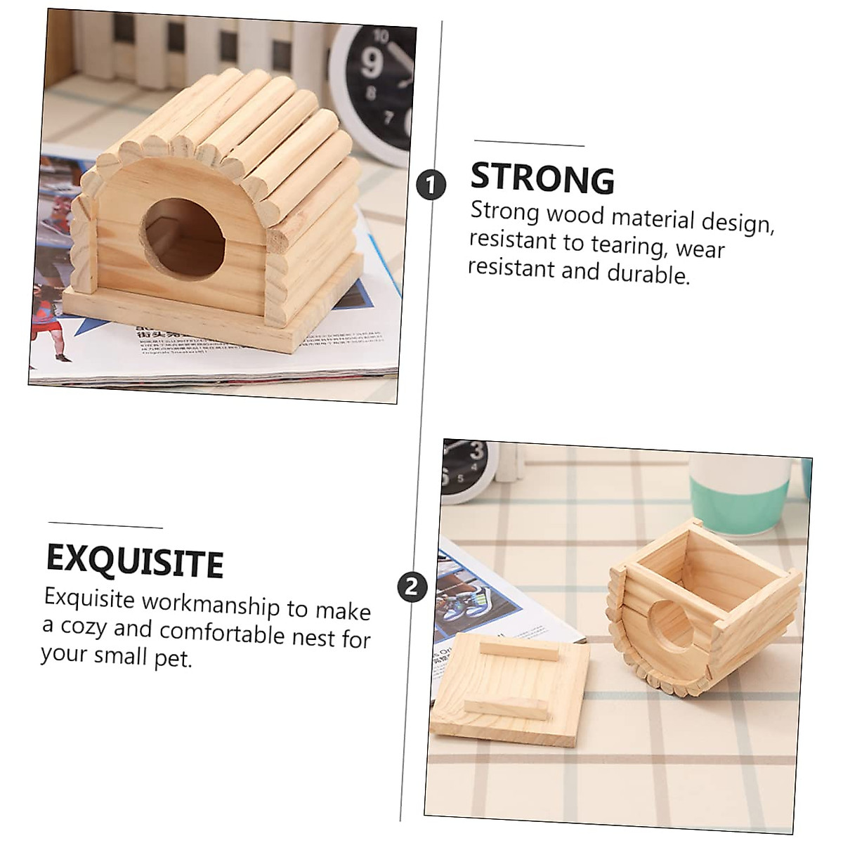 Balacoo 1Pc Hamster Villa Cabin Hamster House Hamster shelter Toy Hamster Guinea Pig Ladder House Rat Hideout Hedgehog Hamster Cabin Wooden Hut Hamster cage Sleeping nest Chinchilla pet