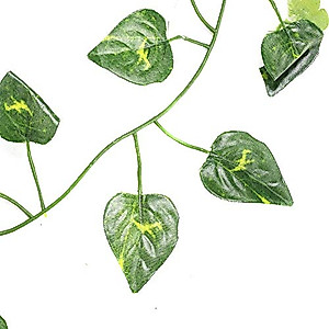 Repta Vines Flexible Bend Long Vines Artificial Fake Leaves Habitat Decor for Lizard Frogs Snakes and More Reptiles(Green Leaf)
