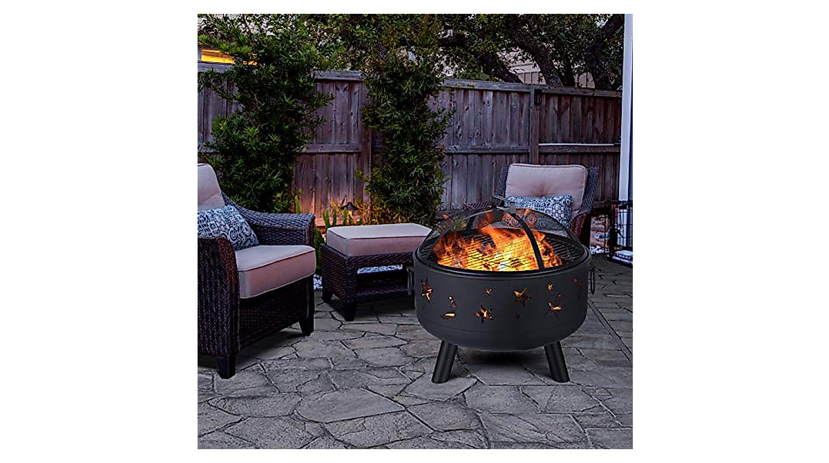 Cool Spot 24-Inch Outdoor Fire Pit with Spark Screen & Cover